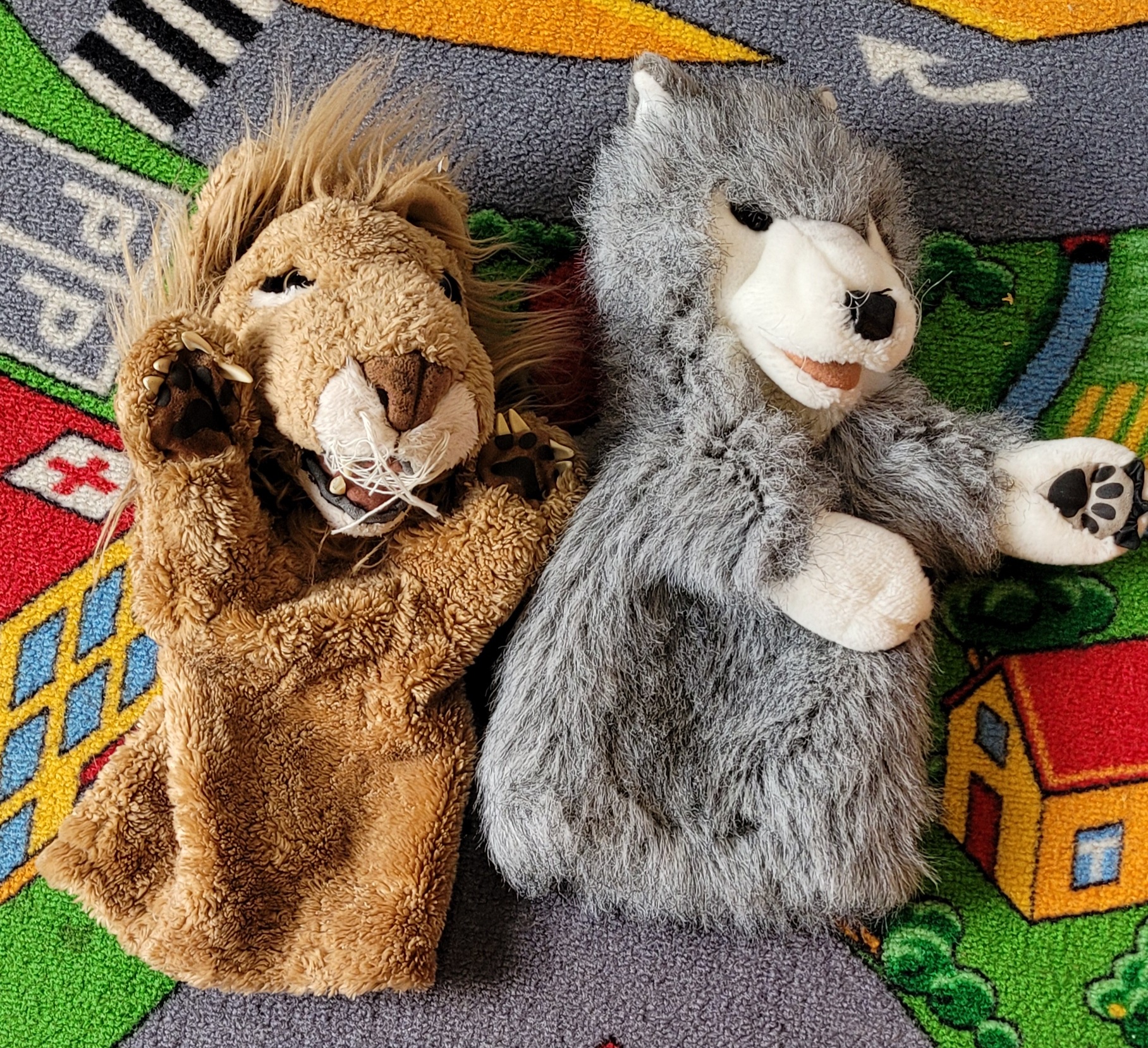 Wolf and Lion Hand Puppets
