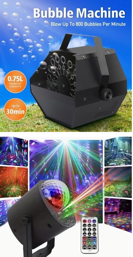 Portable Bubble Machine and Disco Ball Party Pack